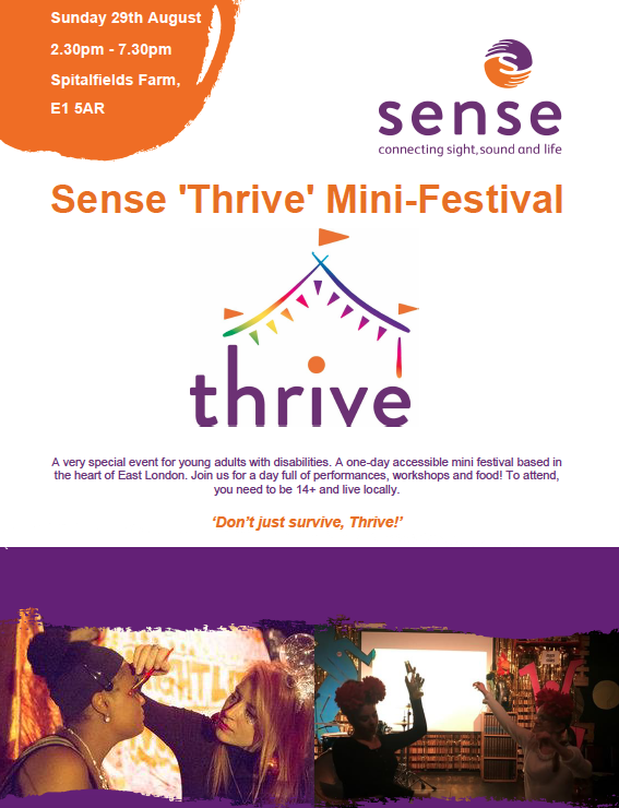 The Sense ‘Thrive’ Mini-Festival for young people 14+ with disabilities ...