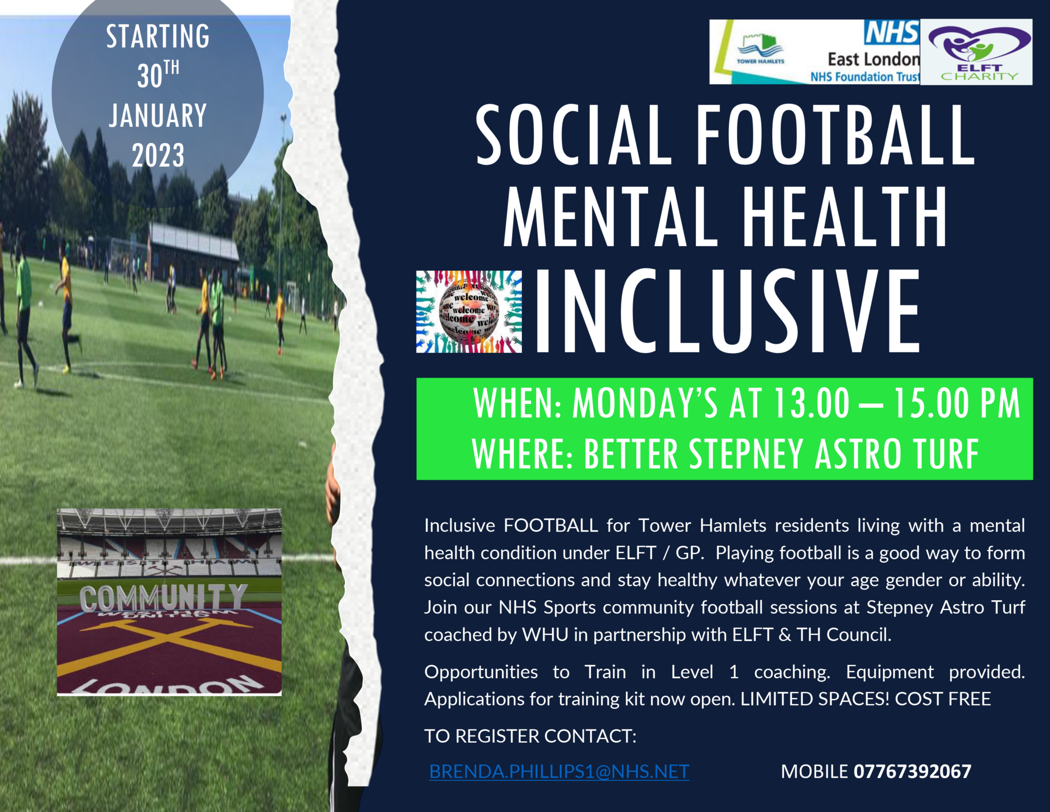 New Tower Hamlets Tigers Football Sessions, targeting isolated ...